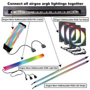 Airgoo PWM ARGB Fan Hub, 8 Fan Ports with pwm Temperature Control sync with Motherboard, 8 Addressable RGB LED Ports for 5V 3-pin Aura SYNC, Gigabyte RGB Fusion, MSI Mystic Light Sync, Sata Powered