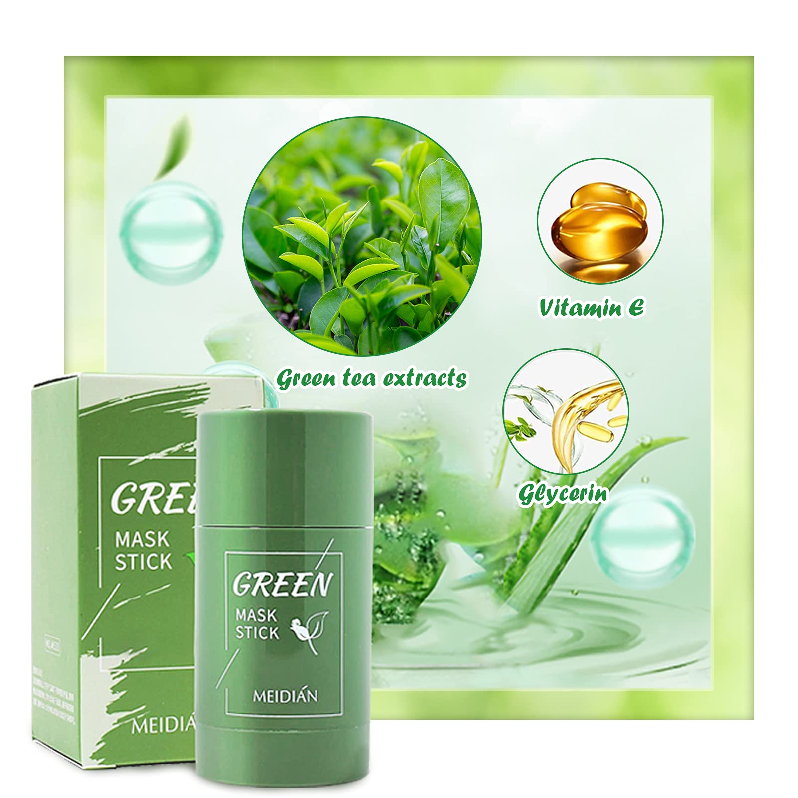 30Pcs Collagen Face Mask Skin Reborn Cooling Mask, Essential Lifting Firming Anti Aging Moisturizing Face Care Gel Cream, Portable Packaging for Women & Men (2Pcs Green Tea Mask)