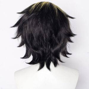 osseoca Hanemiya Kazutora Yellow and Black Warped Juvenile Synthetic Hair Lifelike Anime Halloween Carnival Comic Exhibition Cosplay Hair Natural COS Ombre Wigs (Hanemiya Kazutora)