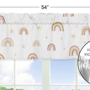 Sweet Jojo Designs Boho Rainbow Window Treatment Valance - Blush Pink Dusty Rose Gold Yellow Mauve Taupe Beige Tan Bohemian Stars Sun Celestial Vintage Sky