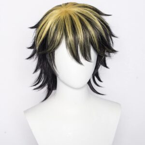 osseoca Hanemiya Kazutora Yellow and Black Warped Juvenile Synthetic Hair Lifelike Anime Halloween Carnival Comic Exhibition Cosplay Hair Natural COS Ombre Wigs (Hanemiya Kazutora)