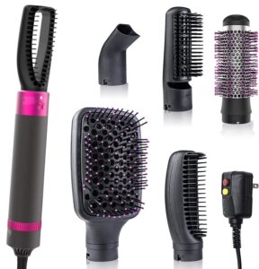 hot air brush hair dryer brush - 5 in 1 hair dryer hot air brush styler blow dryer brush in one,negative ​ion/1200w/3 temp/,one step hair dryer and styler for straightening/curling/volumizer (black)