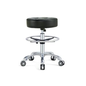 kastele height adjustable rolling desk stool swivel chair with casters heavy duty for salon, spa, massage,tattoo,esthetician,shop,kitchen (no backrest with casters, black)