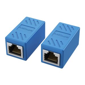 urelegan rj45 coupler 2-pack, ethernet coupler, rj45 in line female to female connector for cat7/cat6/cat5e/cat5 ethernet cable extender (protable size: 34mm*21mm*20mm)