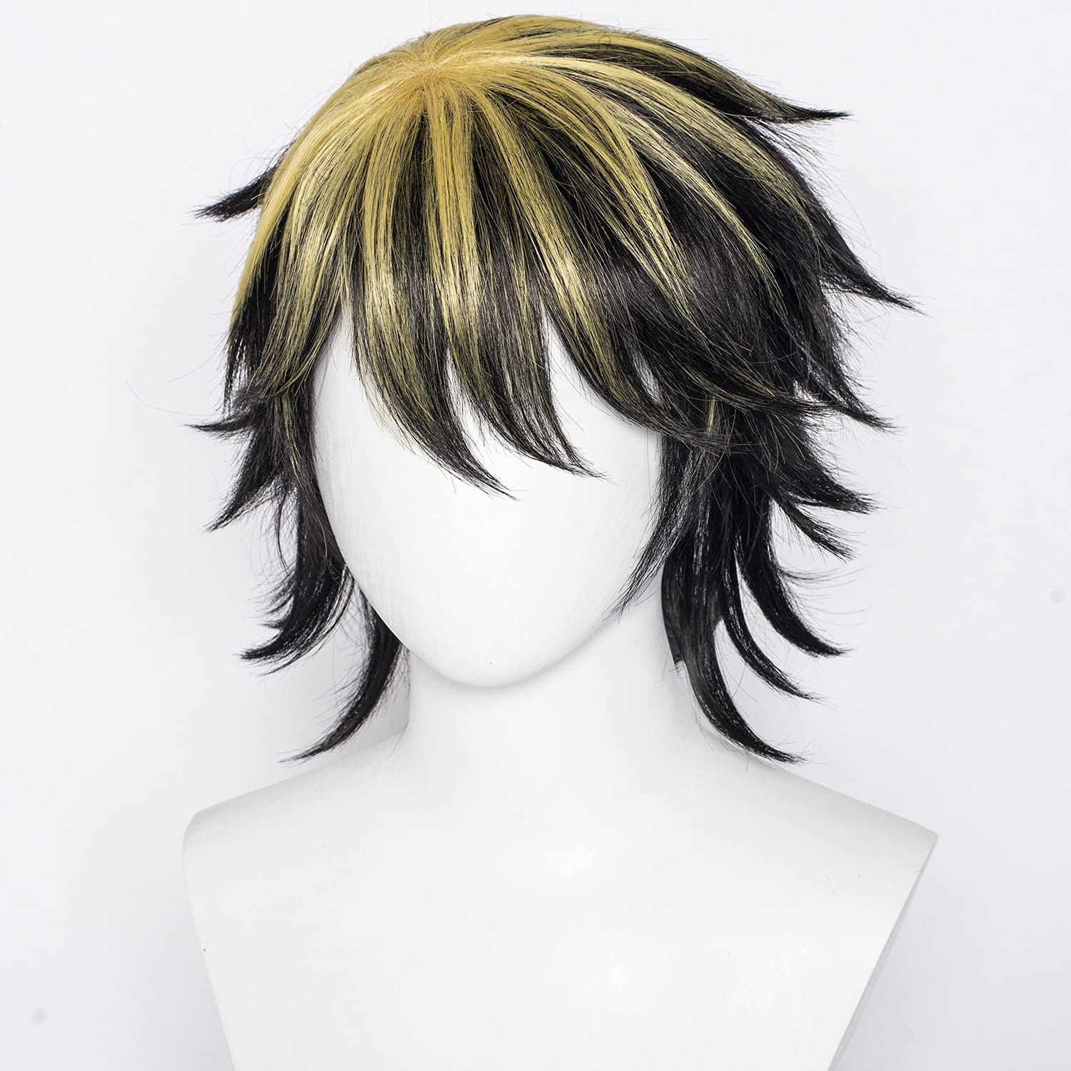 osseoca Hanemiya Kazutora Yellow and Black Warped Juvenile Synthetic Hair Lifelike Anime Halloween Carnival Comic Exhibition Cosplay Hair Natural COS Ombre Wigs (Hanemiya Kazutora)