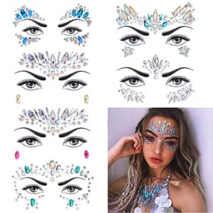 women mermaid face jewels stickers glitter gems rhinestones for makeup 3d eye tattoo festival accessories halloween bindi body temporary