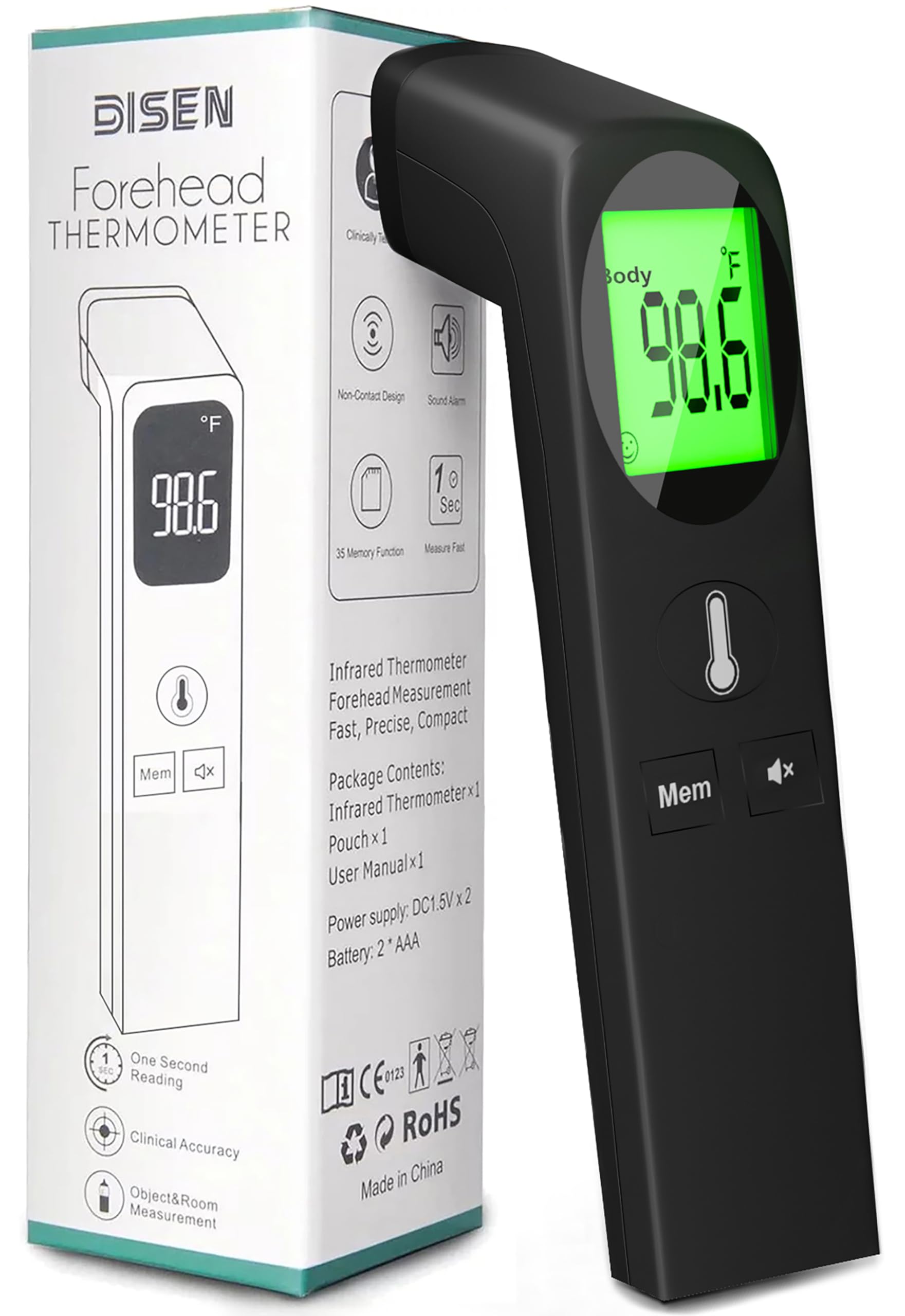 No-Touch Forehead Thermometer, Digital Infrared Thermometer for Adults and Kids, Touchless Baby Thermometer 2 in 1 Dual-Mode Thermometer with Fast Accurate Results