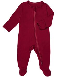 guisby long sleeve sleepers baby, rayon footed pajamas long sleeve with mitten cuffs 3-6 months maroon