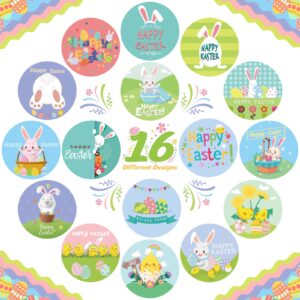 1000 pieces easter stickers roll happy easter label sticker round 1 inch bunny chicken egg envelope sticker seal tag for scrapbooking, card, easter, spring party decoration