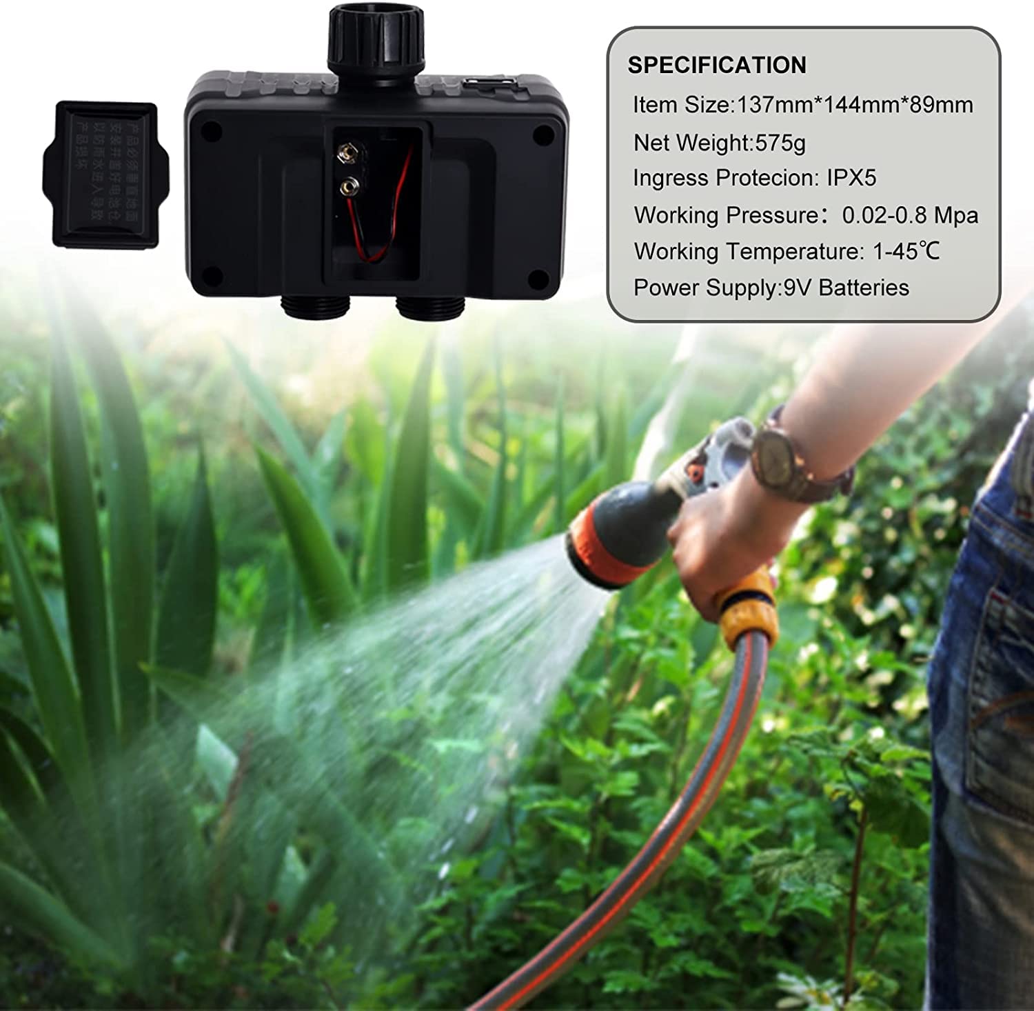 100ft/30M Drip Irrigation Kit 154PCS DIY Automatic Garden Irrigation System with 2 Outlet Water Sprinkler Timer for Garden,Greenhouse 1/4" Tubing Hose Adjustable Nozzles Micro Drip Set