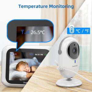 TakTark Baby Monitors, BM802 3.2" Video Baby Monitor with Camera and Audio, No WiFi, Night Vision, 2 Way Audio, Remote Pan & Tilt, VOX Sound Detection, Ideal for New Parents