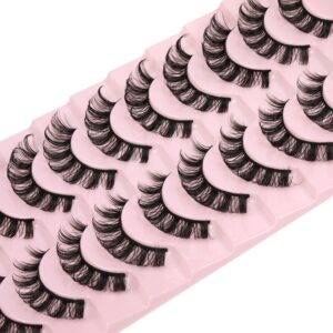 Eyelashes Russian Strip Lashes D Curl Wispy Lashes Natural Look Short 12MM Eye Lashes False Lashes Pack 10 Pairs by ALICE