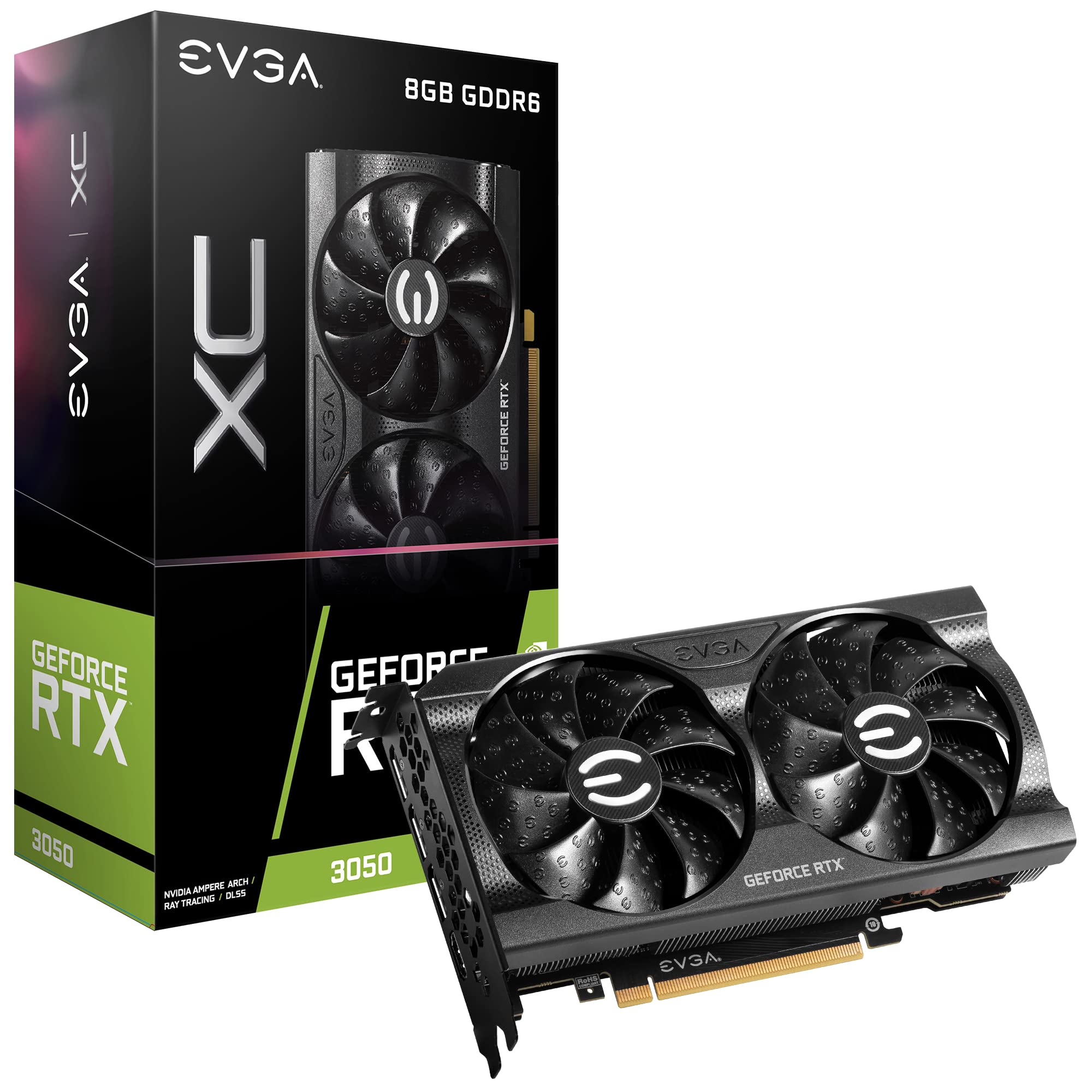 EVGA GeForce RTX 3050 XC GAMING, 08G-P5-3553-KR, 8GB GDDR6, Dual-Fan, Metal Backplate