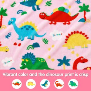 Andywoo Pink Dinosaur Baby Blanket for Girls, Dinosaur Baby Girls Blanket with Vibrant Colors, Cute Dinosaur Toddler Blanket for Girls, Soft and Warm Kids Fleece Blanket - 30x40 Inches