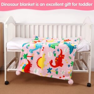 Andywoo Pink Dinosaur Baby Blanket for Girls, Dinosaur Baby Girls Blanket with Vibrant Colors, Cute Dinosaur Toddler Blanket for Girls, Soft and Warm Kids Fleece Blanket - 30x40 Inches