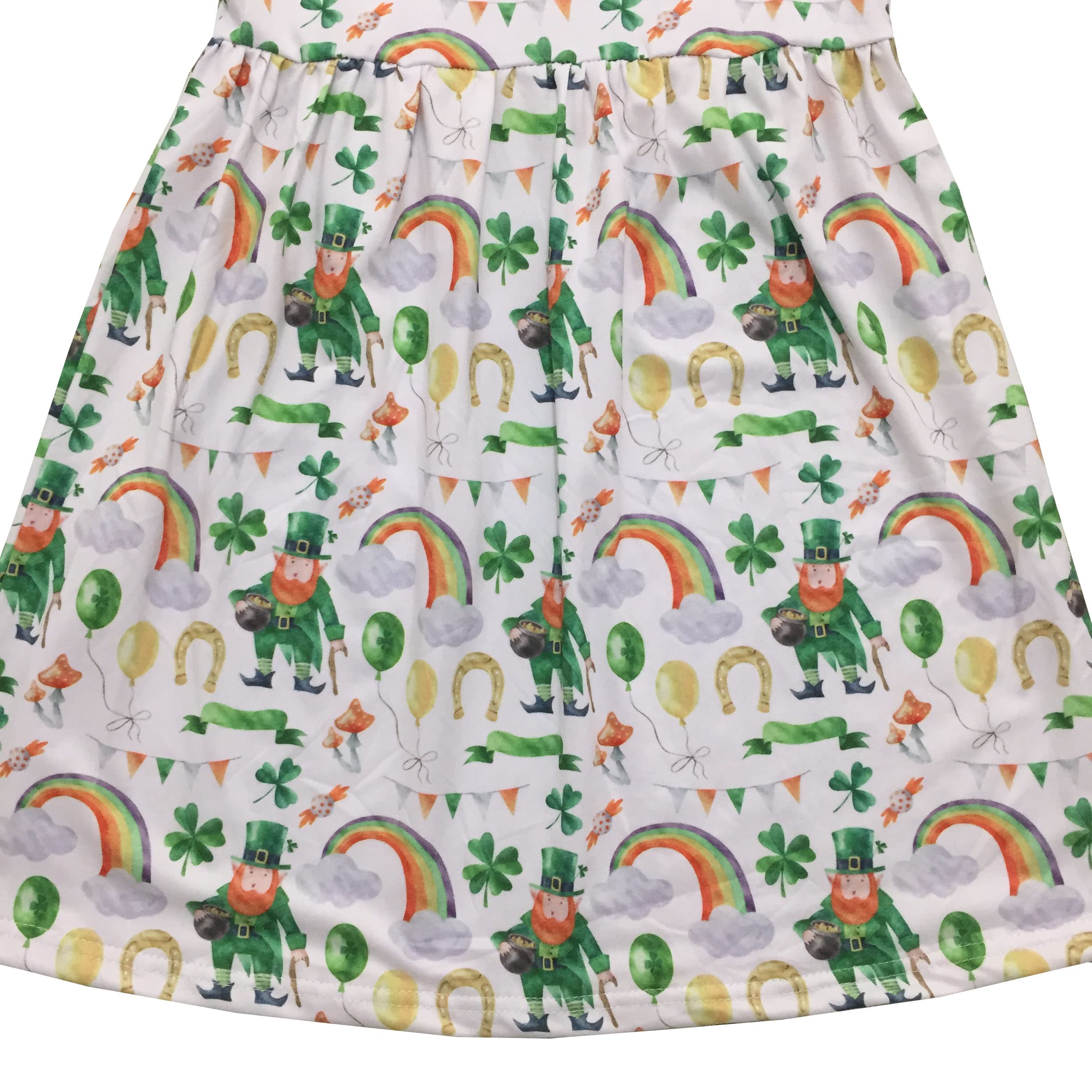 Baby Toddler Little Girls St. Patricks Day Shamrock Clover Pearl Flutter Sleeve Dress (6t)