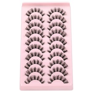 Eyelashes Russian Strip Lashes D Curl Wispy Lashes Natural Look Short 12MM Eye Lashes False Lashes Pack 10 Pairs by ALICE