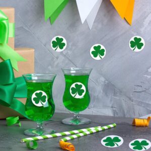 St. Patrick's Day Shamrock Sticker 500 Pcs , Green Day Roll Stickers Clover Seal Decals for St. Patrick's Day Party Decorations and Crafts Supplies.