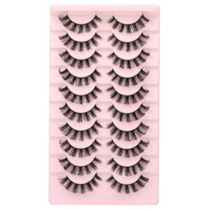 Eyelashes Russian Strip Lashes D Curl Wispy Lashes Natural Look Short 12MM Eye Lashes False Lashes Pack 10 Pairs by ALICE