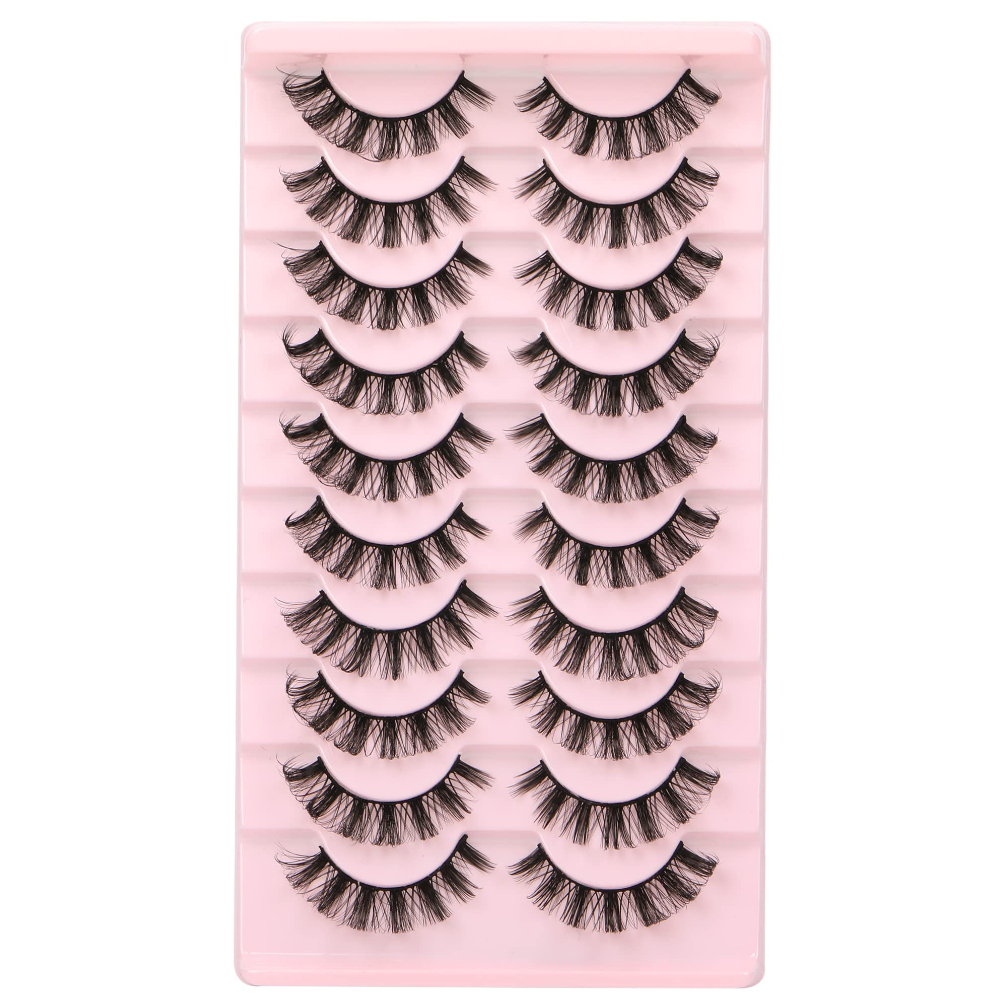 Eyelashes Russian Strip Lashes D Curl Wispy Lashes Natural Look Short 12MM Eye Lashes False Lashes Pack 10 Pairs by ALICE