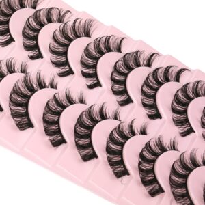 eyelashes russian strip lashes d curl wispy lashes natural look short 12mm eye lashes false lashes pack 10 pairs by alice