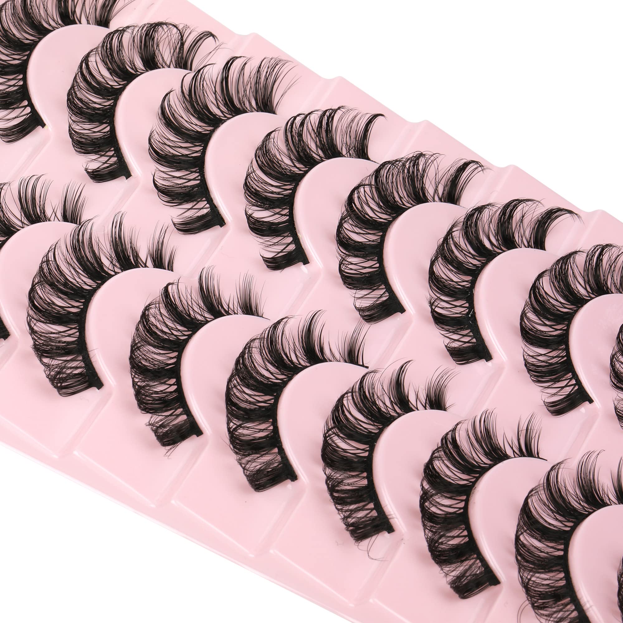 Eyelashes Russian Strip Lashes D Curl Wispy Lashes Natural Look Short 12MM Eye Lashes False Lashes Pack 10 Pairs by ALICE