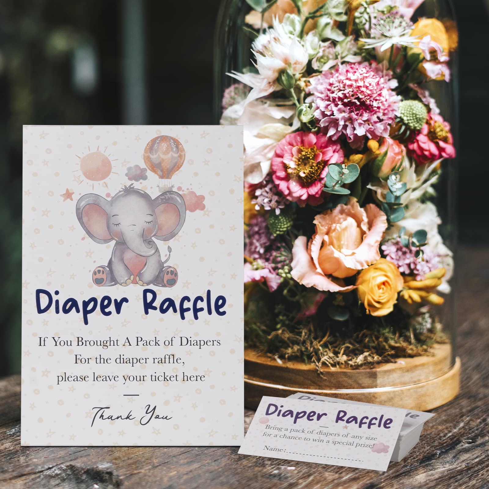 Maxxma Diaper Raffle Tickets with Sign Shower Games Kit, Party Decorations (1 Sign + 50 Raffle Cards), Bring a Pack of Diaper, Blue,pink (20220115)