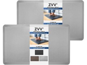 zvv kitchen mats cushioned anti fatigue 2pcs kitchen rugs waterproof non-slip durable stain resistant thick memory foam heavy duty ergonomic comfort standing mat for floor,laundry,housewarming gifts