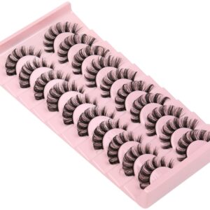 Eyelashes Russian Strip Lashes D Curl Wispy Lashes Natural Look Short 12MM Eye Lashes False Lashes Pack 10 Pairs by ALICE