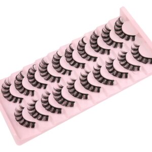 Eyelashes Russian Strip Lashes D Curl Wispy Lashes Natural Look Short 12MM Eye Lashes False Lashes Pack 10 Pairs by ALICE