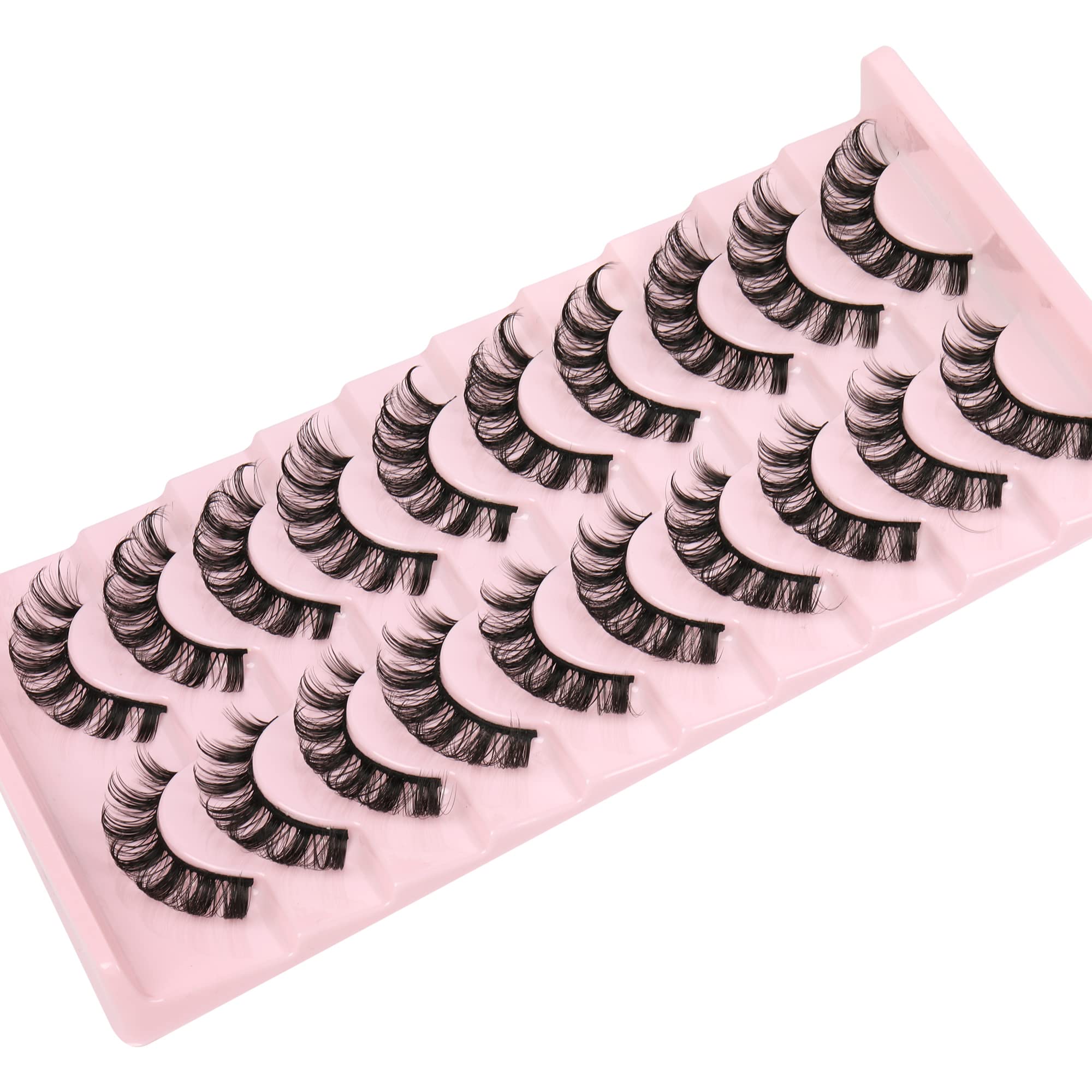 Eyelashes Russian Strip Lashes D Curl Wispy Lashes Natural Look Short 12MM Eye Lashes False Lashes Pack 10 Pairs by ALICE