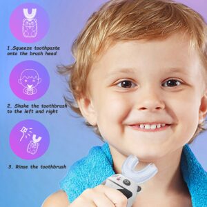 U Shaped Kid Electric Toothbrush Replacement Heads, 2PCS Kids Automatic Electric Toothbrush Replacement Heads, Food Grade Silicone Toddler Toothbrush Head for 2-6 Years Old