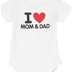 The Children's Place Baby Single Short Sleeve 100% Cotton Bodysuits, I Heart Mom and Dad, 0-3 Months