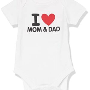 The Children's Place Baby Single Short Sleeve 100% Cotton Bodysuits, I Heart Mom and Dad, 0-3 Months