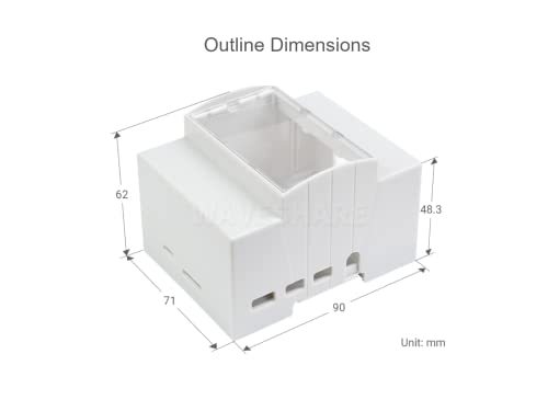 waveshare for Raspberry Pi 4 Case,DIN Rail ABS Case for Raspberry Pi 4 Model B, Large Inner Space,Compatible with Raspbeery Pi Expansion Board PoE HAT (D), RS485 CAN HAT, 2-CH RS485 HAT