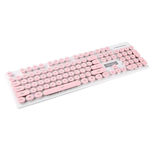 Wireless Keyboard Mouse Set, Mechanical Feel Comfortable Typing Wireless Gaming Keyboard Mouse Combo 104 Keys with No Delay for PC Laptop Tablet Desktop 2.4GHz(粉色)