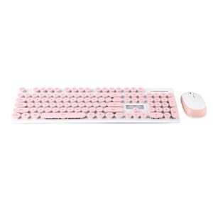 wireless keyboard mouse set, mechanical feel comfortable typing wireless gaming keyboard mouse combo 104 keys with no delay for pc laptop tablet desktop 2.4ghz(粉色)