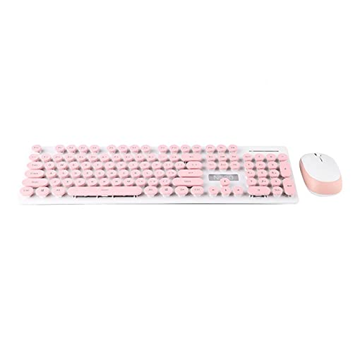 Wireless Keyboard Mouse Set, Mechanical Feel Comfortable Typing Wireless Gaming Keyboard Mouse Combo 104 Keys with No Delay for PC Laptop Tablet Desktop 2.4GHz(粉色)