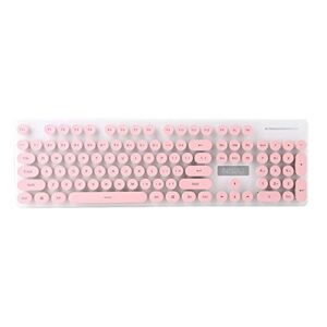 Wireless Keyboard Mouse Set, Mechanical Feel Comfortable Typing Wireless Gaming Keyboard Mouse Combo 104 Keys with No Delay for PC Laptop Tablet Desktop 2.4GHz(粉色)