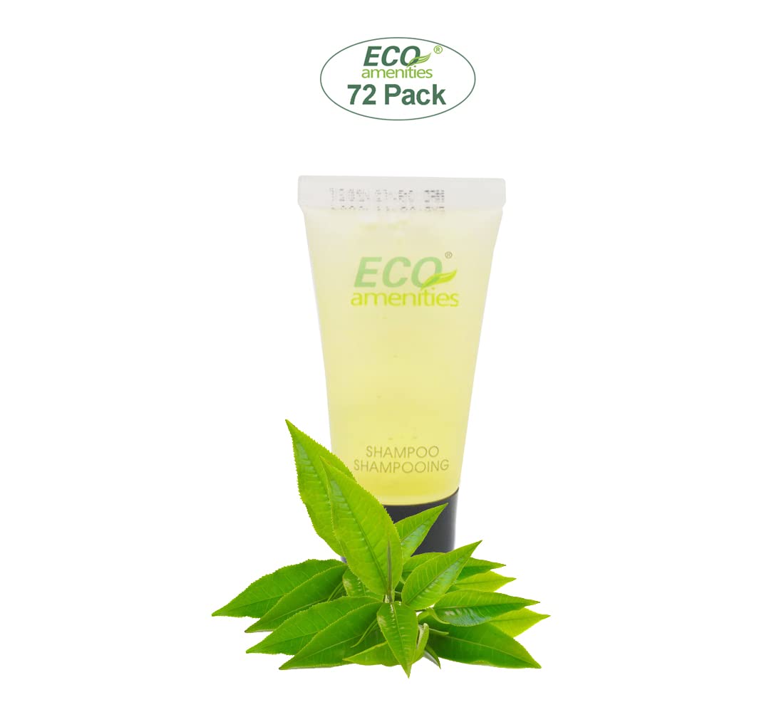 ECO Amenities Pack of 72 Hotel Shampoo Bulk in Travel Size Individually Wrapped 0.75oz Hair Shampoo Mild and Refresh Scent Guest Bathroom Toiletries