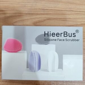 HieerBus Silicone Face Scrubber,Manual Exfoliating Brush,Handheld Facial Cleansing Brush for Women Men-Blackhead Removing Pore Cleansing Massaging for Sensitive, Delicate, Dry Skin (3rd-Grey+White)