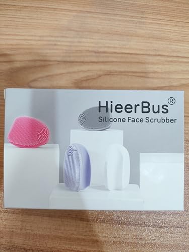 HieerBus Silicone Face Scrubber,Manual Exfoliating Brush,Handheld Facial Cleansing Brush for Women Men-Blackhead Removing Pore Cleansing Massaging for Sensitive, Delicate, Dry Skin (3rd-Grey+White)