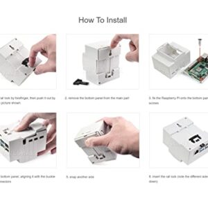 waveshare for Raspberry Pi 4 Case,DIN Rail ABS Case for Raspberry Pi 4 Model B, Large Inner Space,Compatible with Raspbeery Pi Expansion Board PoE HAT (D), RS485 CAN HAT, 2-CH RS485 HAT