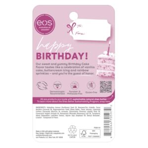 eos Natural Shea Lip Balm- Birthday Cake, All-Day Moisture Lip Care Products, 0.25 oz