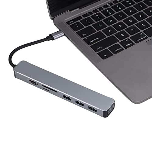 USB C Hub, 4K HD 1080P Adapter USB C Dongle, 7 in 1 High Speed Lightweight Portable USB Docking Station with 3 x USB 3.0 Ports, 5Gbps