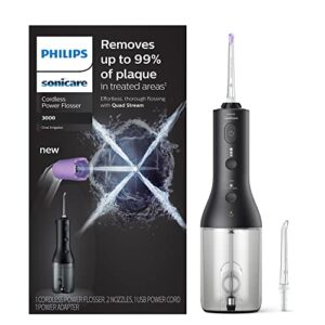 philips sonicare power flosser 3000 cordless, black, hx3806/23