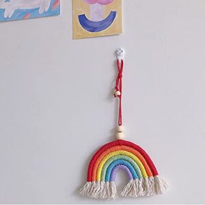 MacrameBay Handmade Macrame Rainbow Hanging Wall Art Decor Ornament, for Kids Baby Room, Nursery Shower Gift, Dorm, Living Room, Bohemian Boho- Small