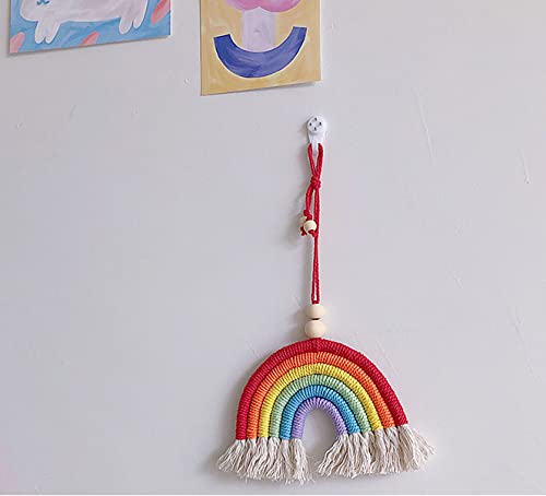 MacrameBay Handmade Macrame Rainbow Hanging Wall Art Decor Ornament, for Kids Baby Room, Nursery Shower Gift, Dorm, Living Room, Bohemian Boho- Small