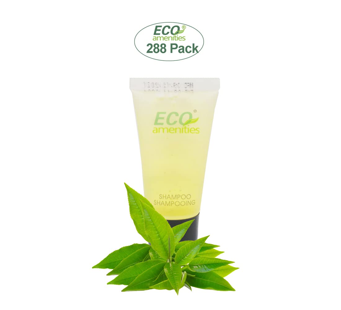 ECO amenities Travel Size Shampoo Bulk - Hotel Mini Shampoo Supplies for Guests - Refreshing Bulk Travel Size Toiletries for AirBnB and Rentals - 0.75 fl oz (22ml) per tube, 288 pack, Green Tea Scent