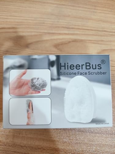 HieerBus Silicone Face Scrubber,Manual Exfoliating Brush,Handheld Facial Cleansing Brush for Women Men-Blackhead Removing Pore Cleansing Massaging for Sensitive, Delicate, Dry Skin (3rd-Grey+White)